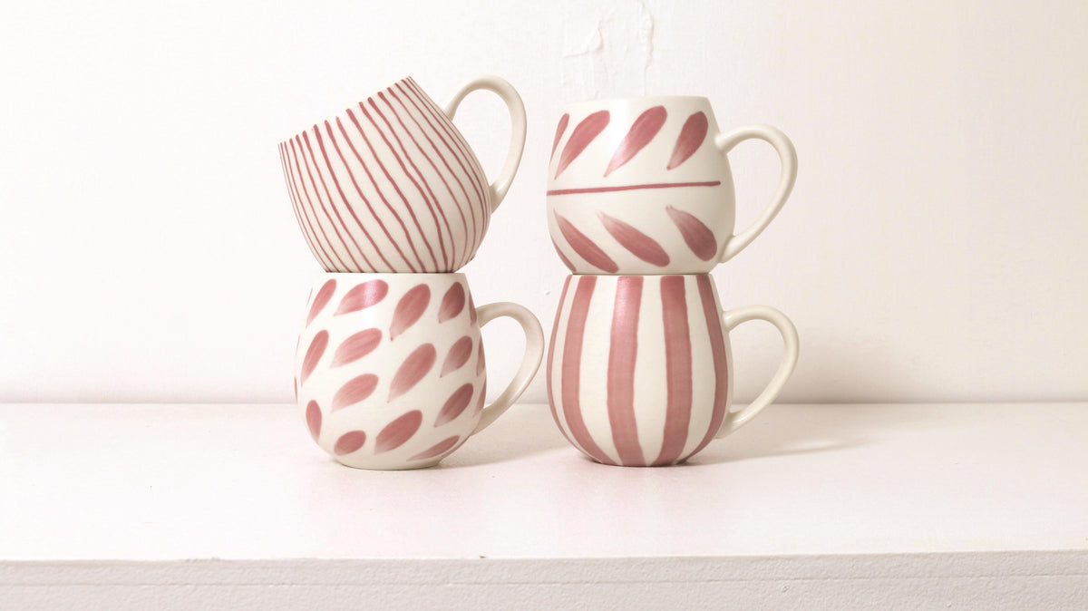 Hug Me Mugs - Rose Brush (Set of 4) – Two Red Doors